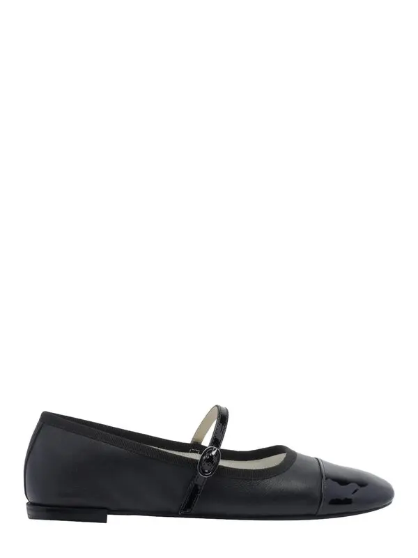 Repetto Georgiana Calf Leather Mary Jane Flats With Patent Toe - Black
