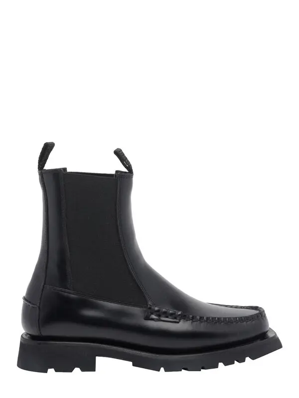 Hereu Alda Sport Leather Chelsea Boots With Lug Sole - Black