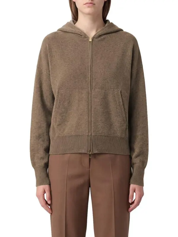 Agnona Relaxed-fit Knit Zip-up Hoodie In Cashmere, Wool And Silk Blend - Brown