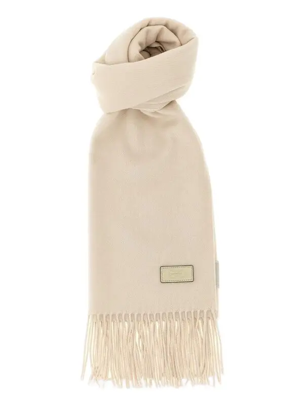 Agnona Silk And Cashmere Scarf With Fringed Edges - Beige
