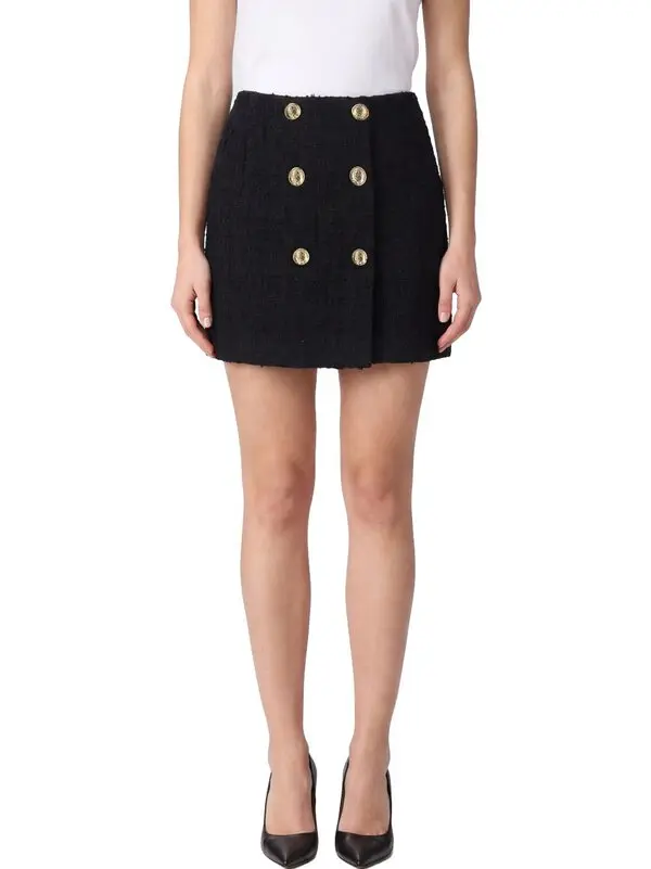 Balmain High-waisted Cotton-blend Pencil Mini Skirt With Buttons - Black