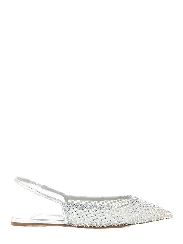 LE SILLA Gilda Crystal-embellished Nylon Mesh Slingback Ballet Flats - Silver