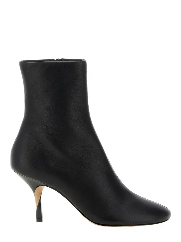 Jacquemus Collant Lambskin Leather Ankle Boots With Stiletto Heel And Round Toe - Black