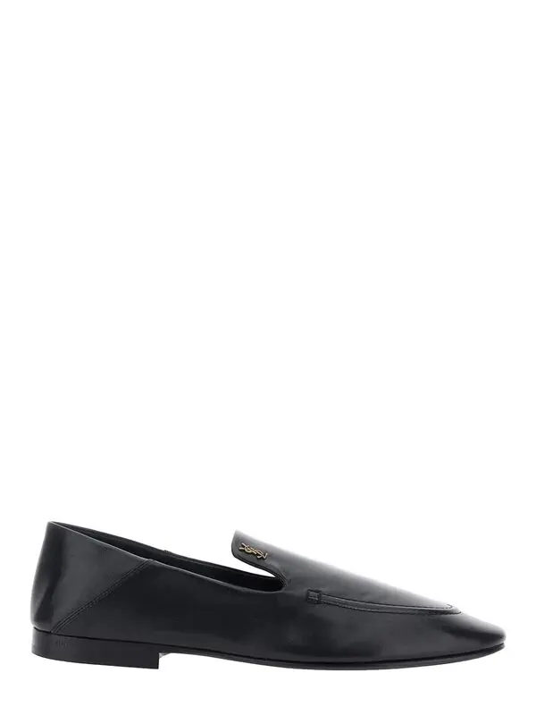 Saint Laurent Alain Smooth Calfskin Loafers With Monogram - Black