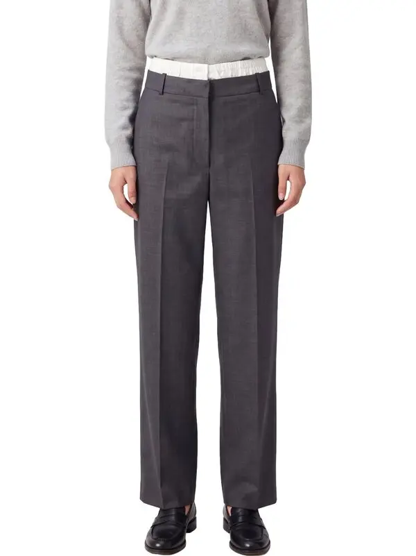 RÓHE Double-layer Straight-leg Virgin Wool Tailored Pants - Grey