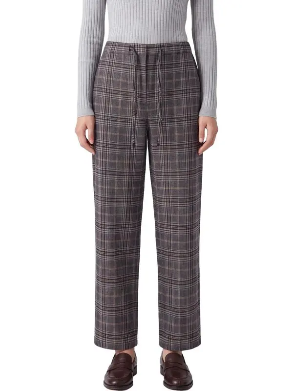 Max Mara Prince Of Wales Virgin Wool Wide-leg Pants - Blue