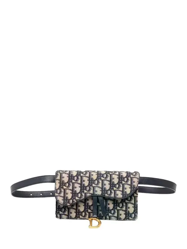 Dior 2019 Oblique Canvas Saddle Belt Bag - Blue