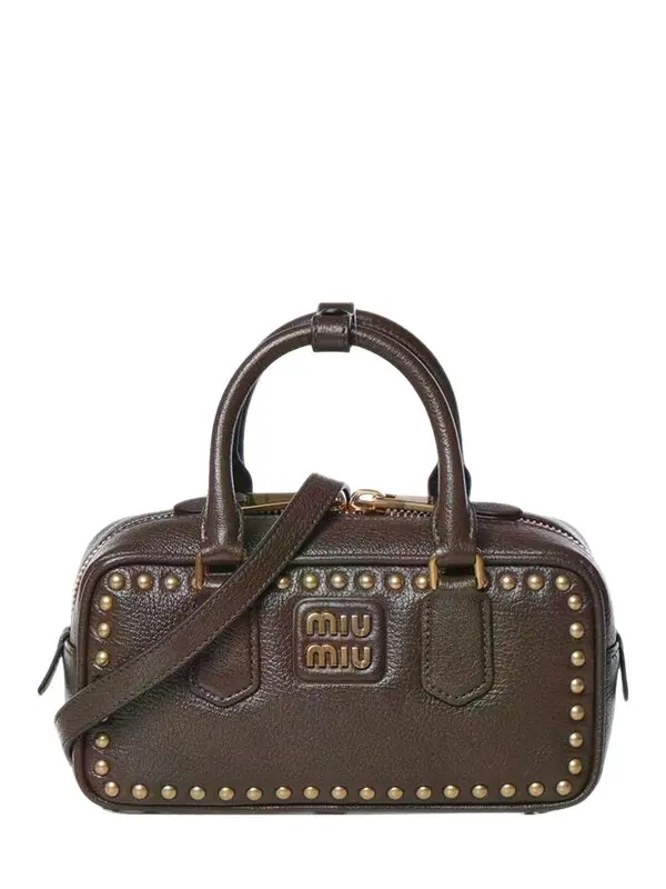 Miu Miu Arcadie Studded Leather Bag - Brown