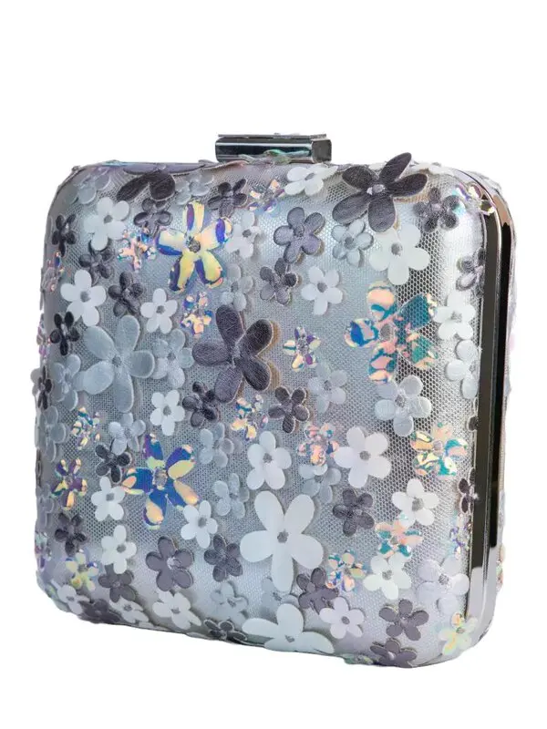 GEMY MAALOUF Flower-embellished Clutch Bag - Silver