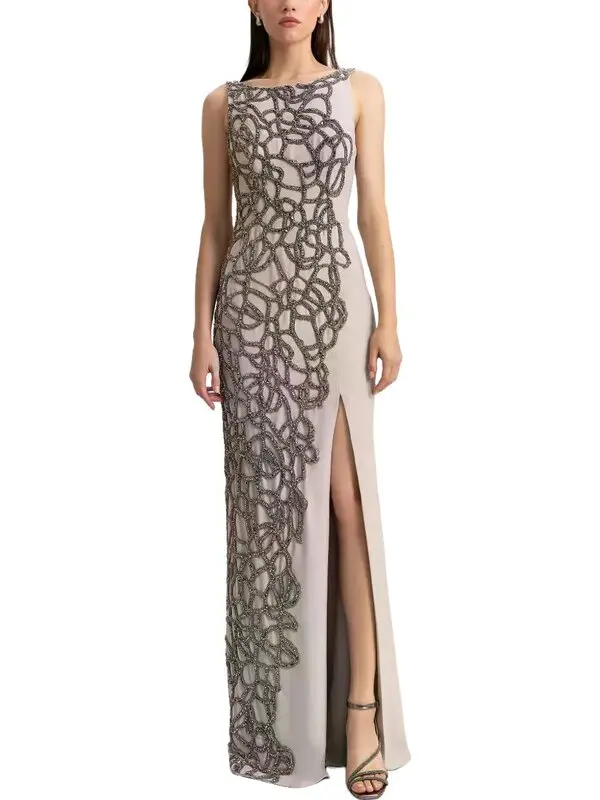 GEMY MAALOUF Asymmetrical Bead-embellished Gown - Neutrals