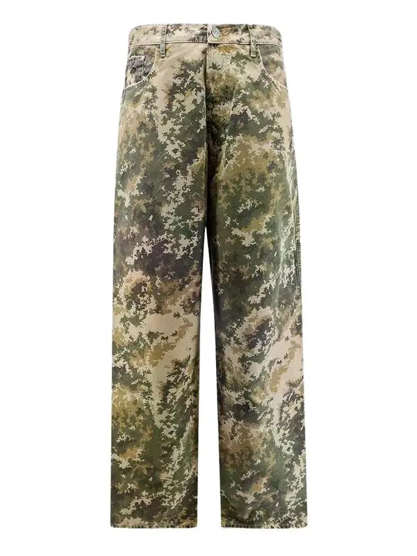 NUMERI Camouflage-print Straight-leg Trousers - Neutrals