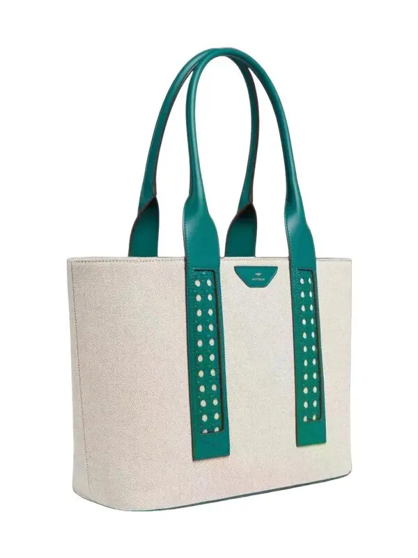 AVITEUR Cannage-weave Canvas Tote Bag - Neutrals