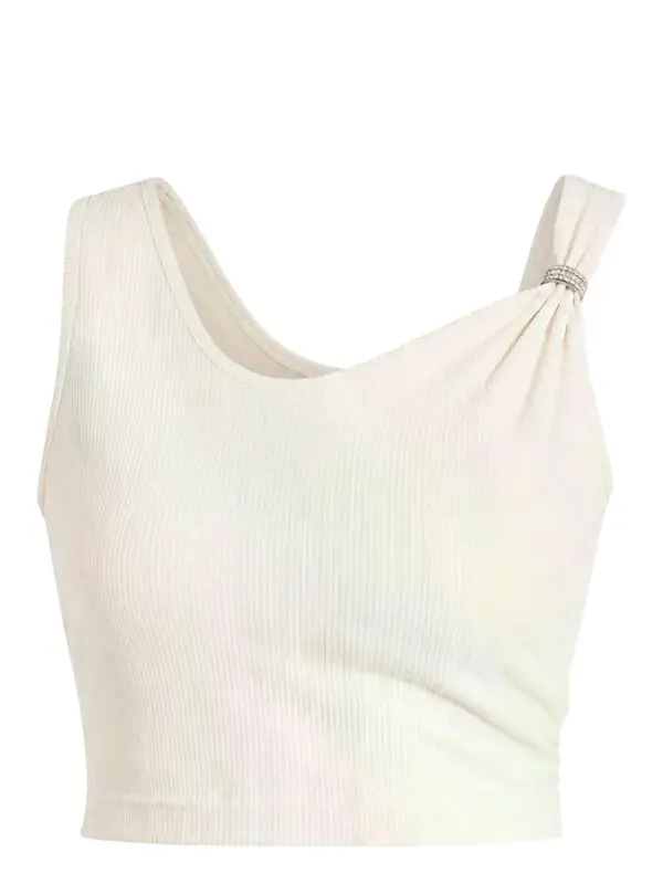 Guess Crystal-embellished Ribbed Crop Top - Neutrals