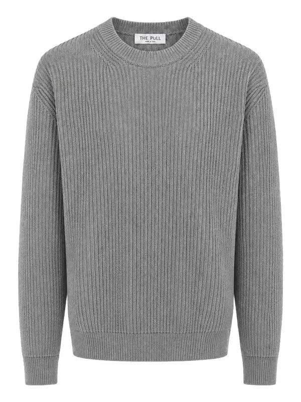THE PULL Ribbed-knit Crew-neck Sweater - Grey