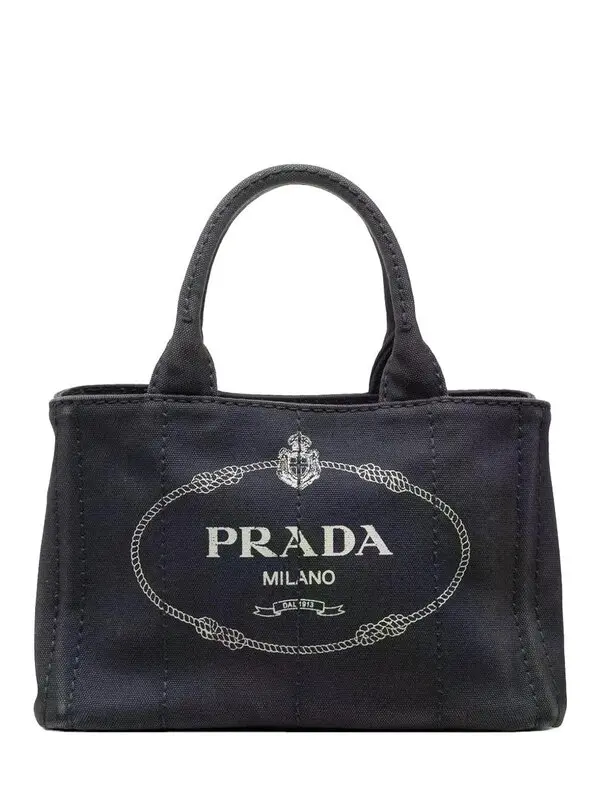 Prada 2000-2013 Small Canvas Canapa Logo Tote Satchel - Blue