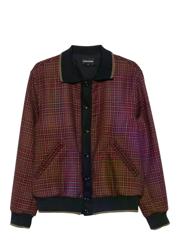 Emporio Armani Check-pattern Button-up Jacket - Red