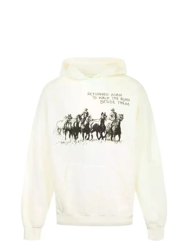 ONE OF THESE DAYS Return Again Graphic-print Hoodie - Neutrals