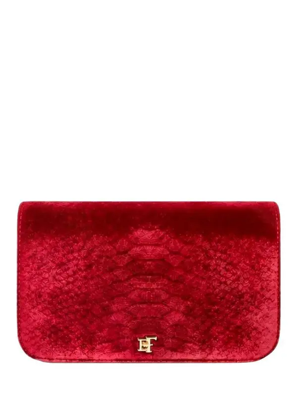 Elisabetta Franchi Croc-effect Velvet Shoulder Bag - Red