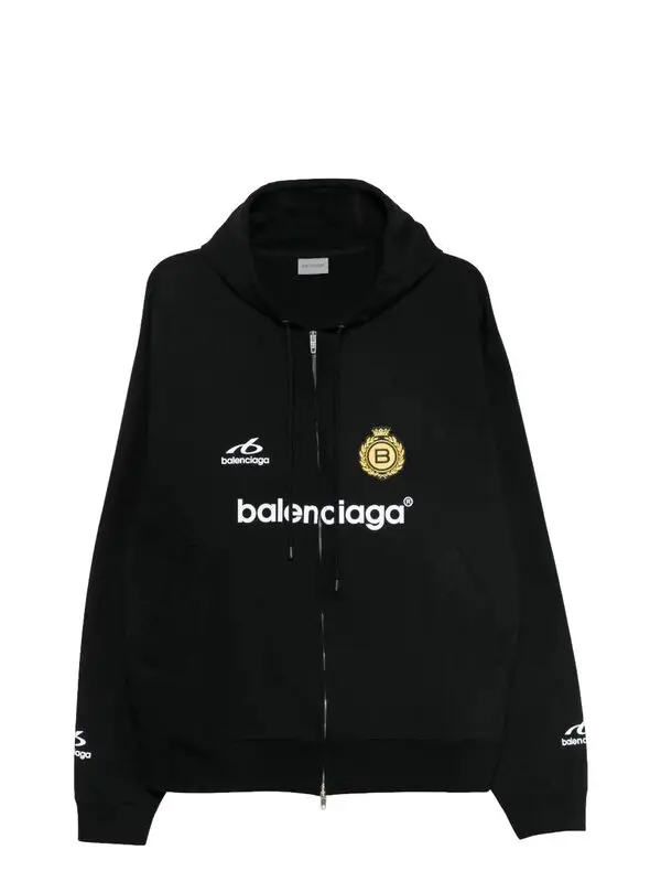 Balenciaga Soccer Logo-print Hoodie - Black