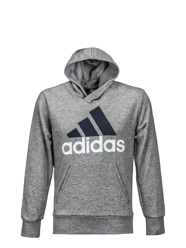 Adidas Essentials Linear Logo-print Hoodie - Grey