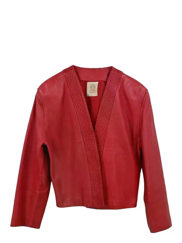 Loewe Woven-trim Leather Jacket - Red