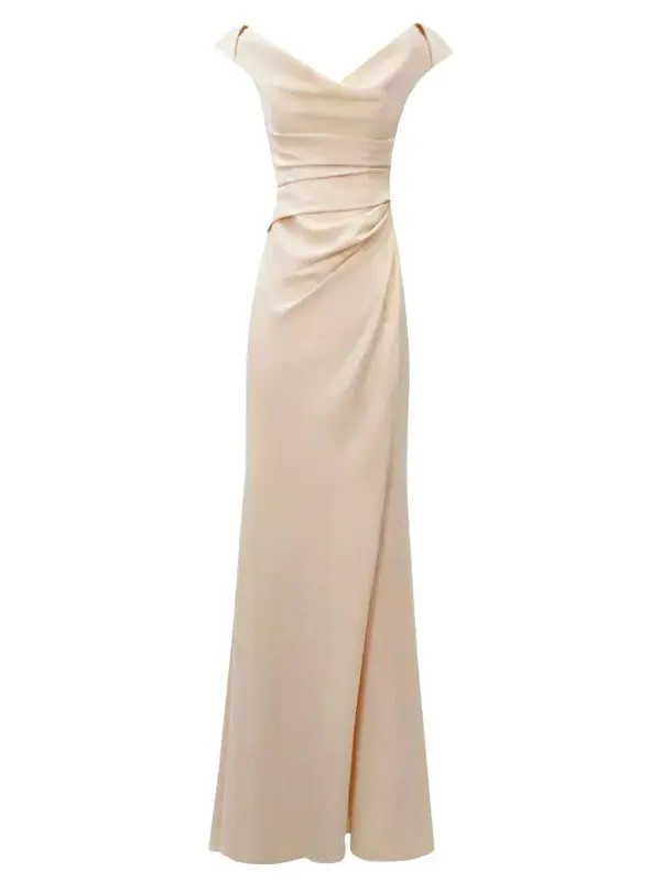 GEMY MAALOUF Draped-detail Side-slit Dress - Neutrals