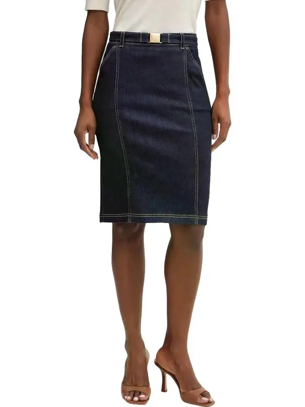 Luisa Spagnoli Tennista Logo-plaque Topstitched Midi Skirt - Blue