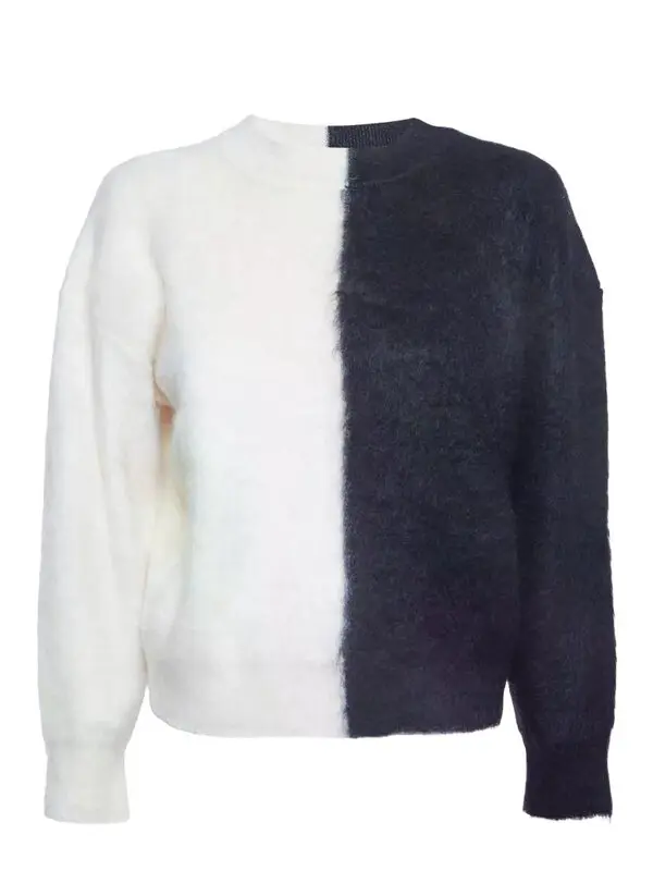 Saint Laurent Colour-block Crew-neck Sweater - Black