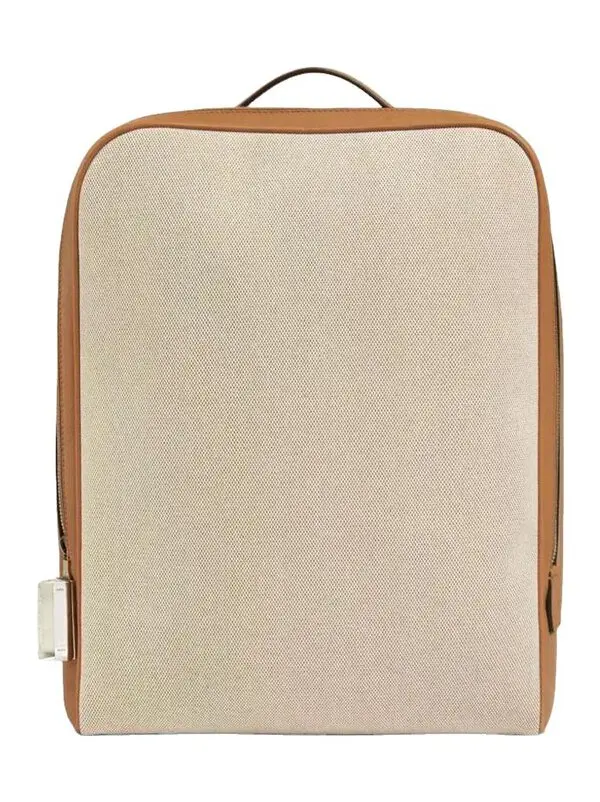 AVITEUR Cristallo Leather-trim Canvas Backpack - Neutrals