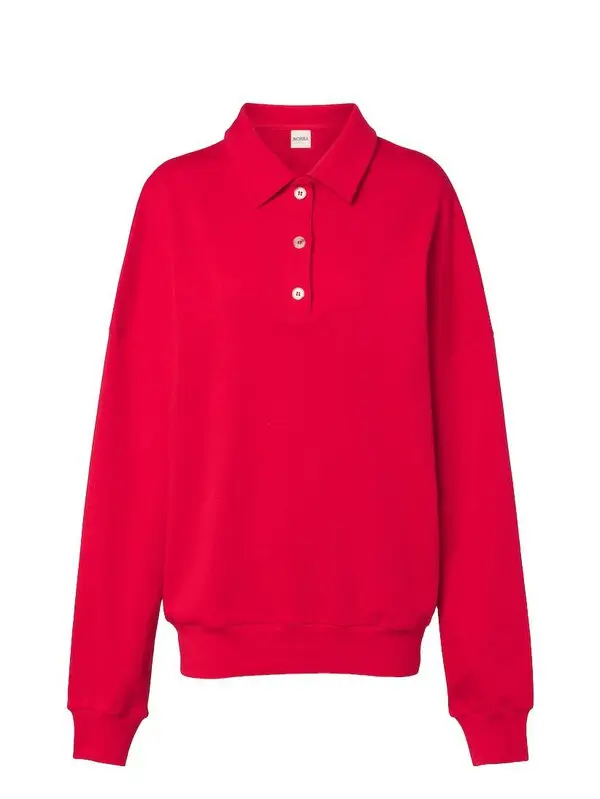 NORBA Julia Cotton Jersey Polo Sweatshirt - Red