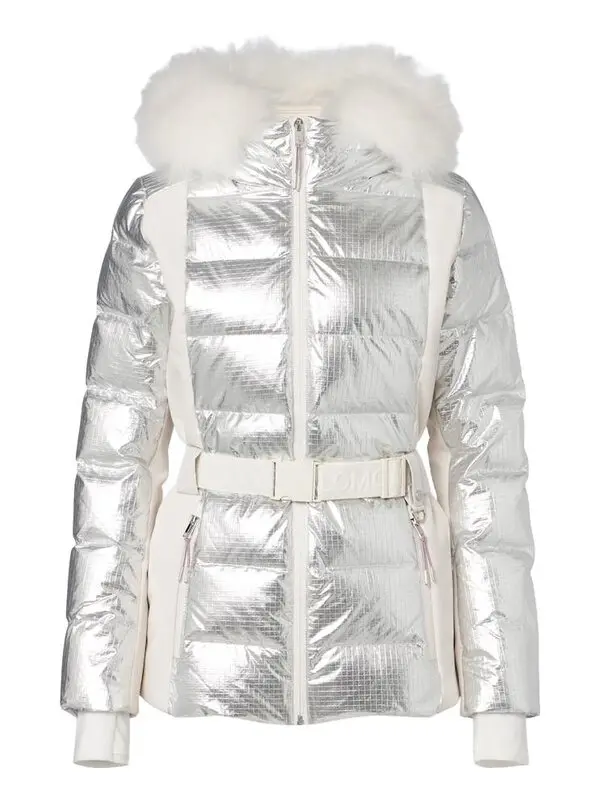 YVES SALOMON Belted Shearling-trimmed Ski Jacket - Silver