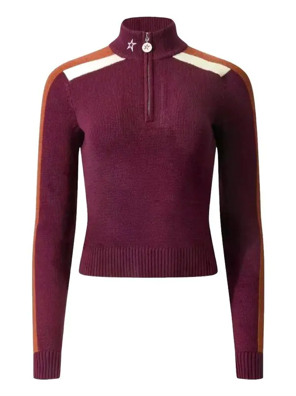 Perfect Moment La Tour Merino Wool 1/4 Zip Sweater - Red