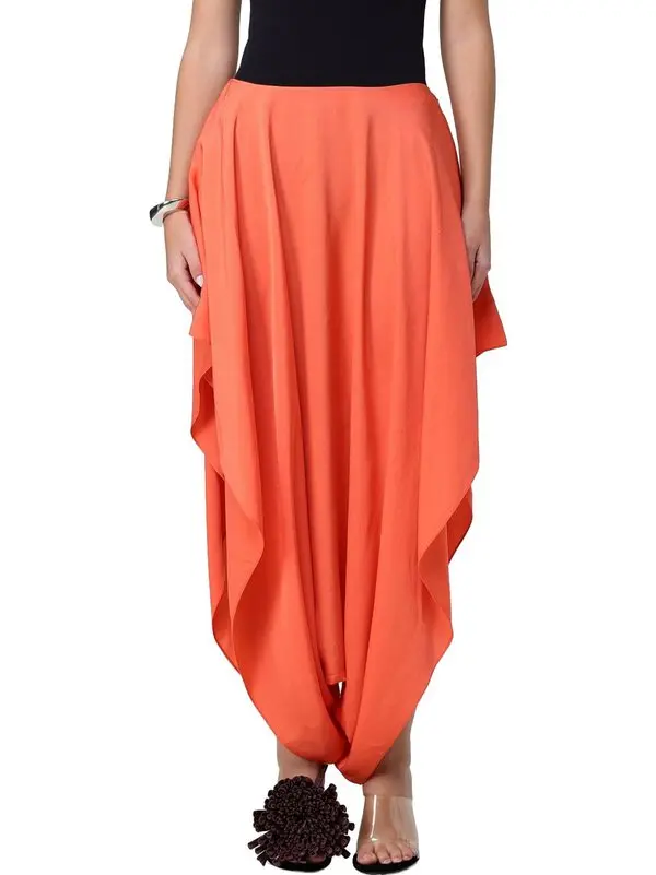 Alaïa Asymmetric Long Skirt In Cady With Elasticated Waist - Red
