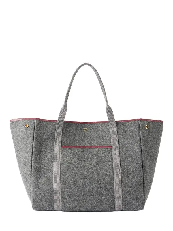 Rue De Verneuil Traversée Large Leather And Webbing-trimmed Felt Tote - Green