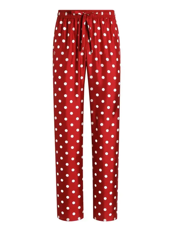 Dolce & Gabbana Polka Dot-print Vanity Silk Twill Trousers Pants And Shorts - Multicolor