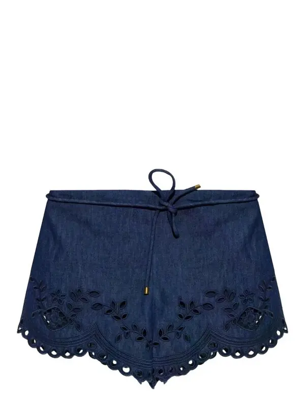 Zimmermann Broderie-anglaise Scalloped-hem Shorts - Blue