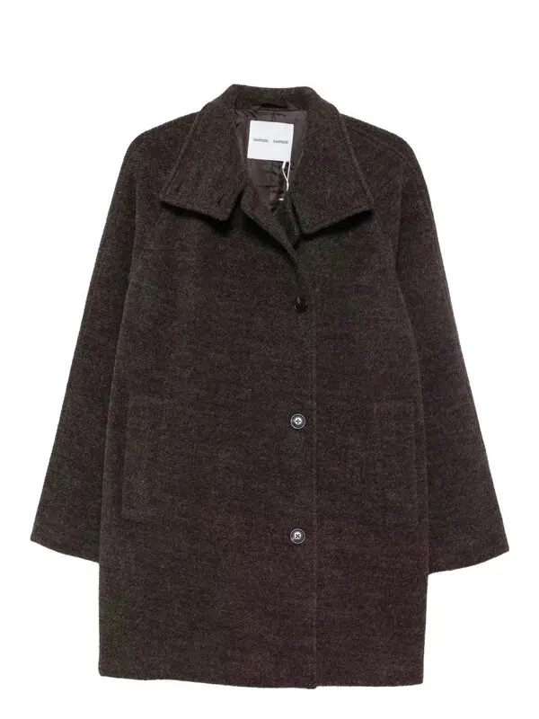 Samsøe Samsøe High-neck Button-up Coat - Brown