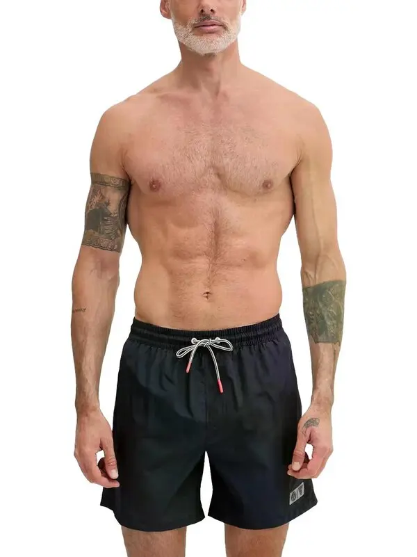 Guess Logo-patch Drawstring Swim Shorts - Blue