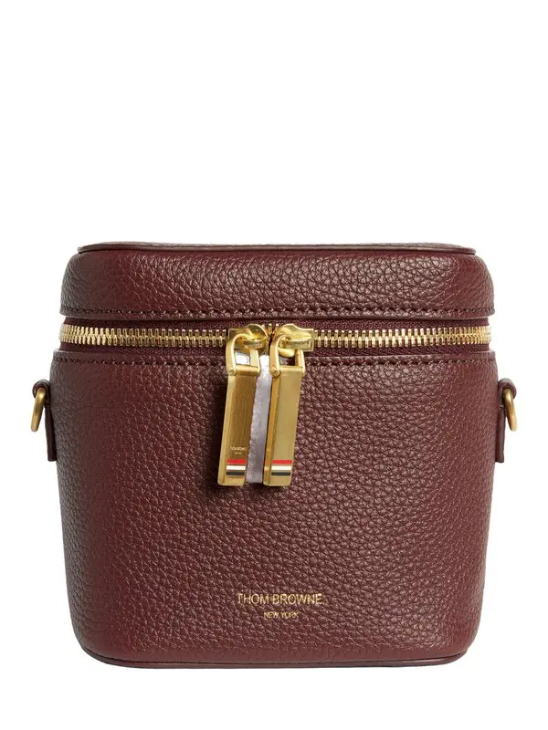Thom Browne Leather Box Pouch - Burgundy