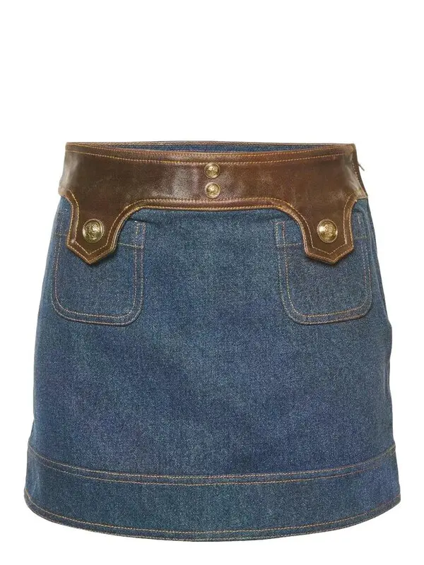 Sandro Leather-insert Mini Skirt - Blue
