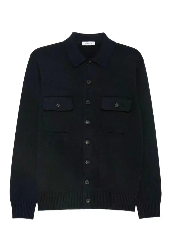 KANGRA Button-up Pocket-detail Cardigan - Blue