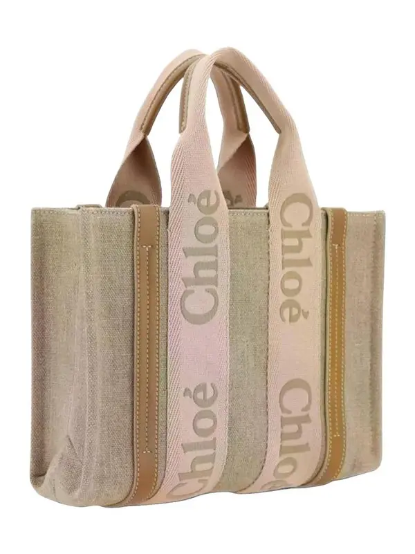 Chloé Small Woody Tote Bag In Linen - Neutrals