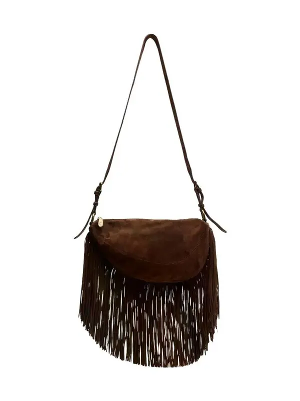 Ash Astrid Fringed Suede Shoulder Bag - Brown