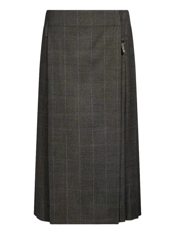 Simone Rocha Prince Of Wales Check Pleated Midi Skirt - Grey