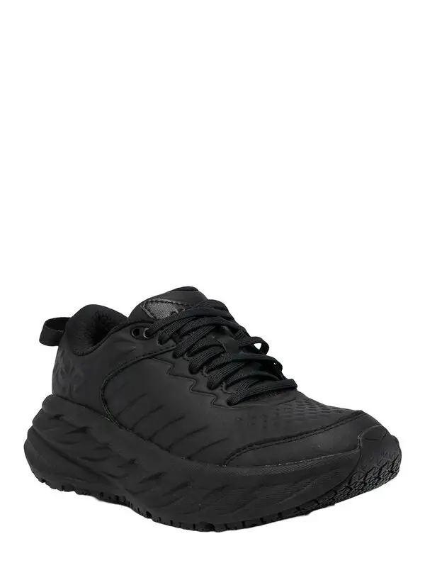 HOKA® Logo-embossed Chunky Leather Sneakers - Black