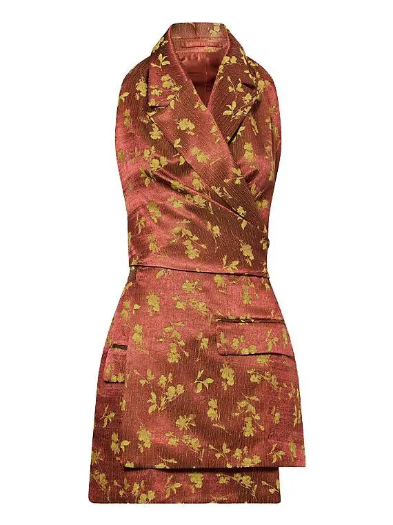 Dries Van Noten Geline Floral Wrap Woven Top - Rust