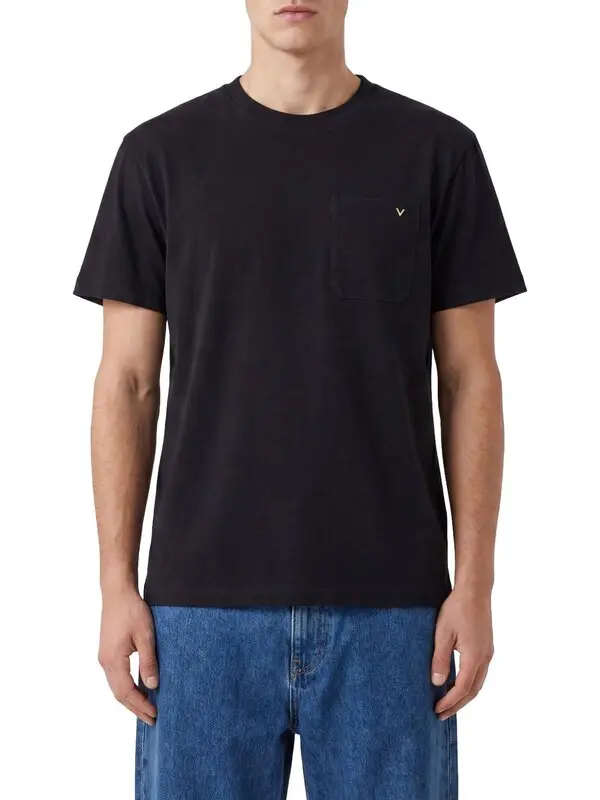 Valentino Garavani Cotton T-shirt With Pocket And Vlogo Signature - Black