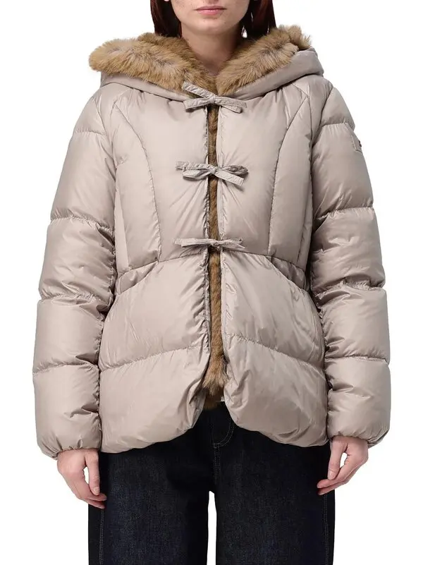 Peuterey Short Quilted Nylon Puffer Jacket With Hood And A Relaxed Fit - Beige