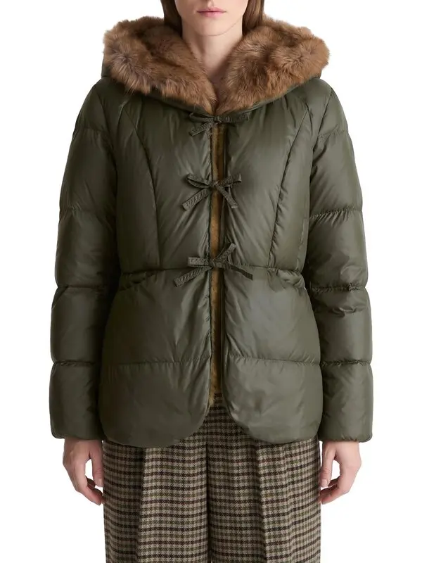 Peuterey Short Quilted Nylon Puffer Jacket With Hood And A Relaxed Fit - Brown