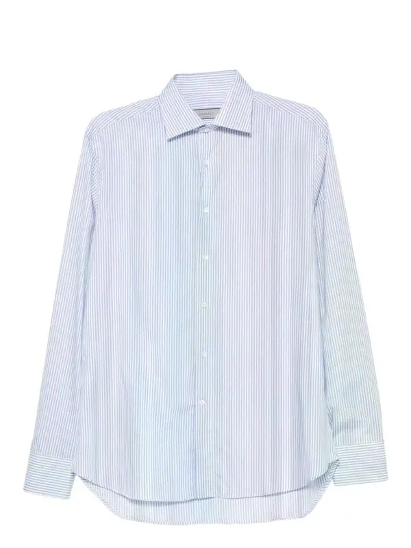 Canali Striped Long-sleeve Shirt - White